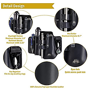 VIPERADE PJ35 Multitool Sheath for Belt, Leather EDC Pocket Organizer for Men, EDC Leather Sheath, EDC Belt Organizer