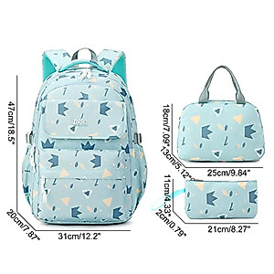 JiaYou Girls Women Backpack Junior Middle School Daypack High School University Laptop Bag(Green Backpack-3Pcs,29 Liters)
