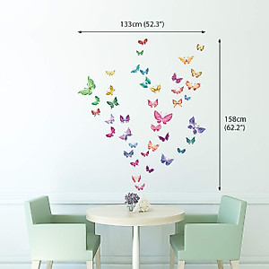 DECOWALL DS8-1602 Watercolour Butterflies Kids Wall Stickers Wall Decals Peel and Stick Removable Wall Stickers for Kids Nursery Bedroom Living Room d?cor