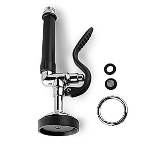 Pre Rinse Sprayer Commercial Sink Sprayer Head,1.42GPM Spray Valve Dish Sprayer Nozzle with Ergonomic Handle, Commercial Faucet Parts for Commercial Kitchen Faucet,Chrome Finished（Black）