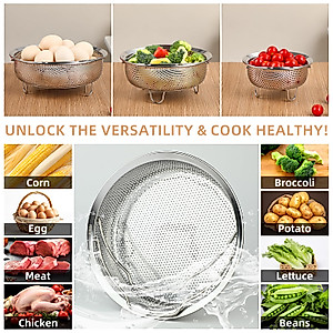 YENXIKU Vegetable Steamer Basket for Pot - Perfect Dumpling Steamer, Food Steamer & Instant Pot Accessories | Essential Stainless Steel Food Steamer for Cooking, Steamer Insert for Pot (3 Qt)