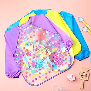 36 Pcs Kids Art Smocks Bulk Toddler Smocks for Painting Waterproof Children's Paint Aprons Colorful Washable Long Sleeve Smocks Arts and Crafts Supplies for Classroom Baby Boys Girls Aged 1-4 Years