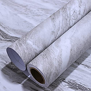Moyishi Matte Ink White Granite Look Marble Gloss Film Vinyl Self Adhesive Counter Top Peel and Stick Wall Decal 15.7''x118''