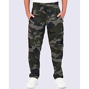 Real Essentials 3 Pack Boys Athletic Pants Sweatpants Active Kids Teen Open Bottom Fleece Youth Training Pajama Performance Workout Activewear Sports Running Quick Dry Dri Fit- Set 5,S(6-7)