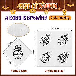 Halloween Baby Shower Napkins, A Baby is Brewing Baby Shower Decorations Halloween Baby Napkins Shower Gender Reveal Party Decorations Halloween Baby Shower Disposable Napkins 5 x 5 In (100 Pcs)