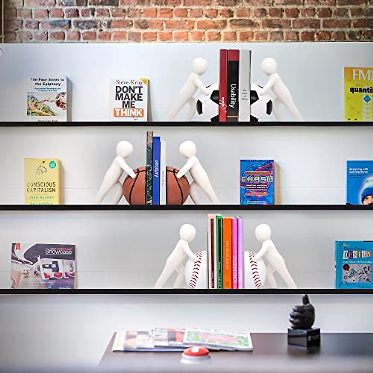 Joyvano Soccer Bookends - Decorative Sports Bookends for Kids - Unique & Heavy Duty Book Ends to Hold Books - Soccer Room Decor - Book Holder for Shelves