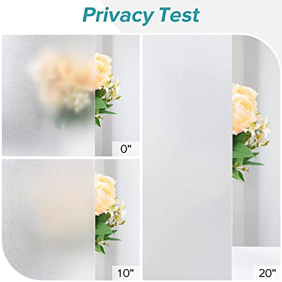 DOWELL Privacy Window Film, Frosted Glass Window Film for Bathroom, Static Cling Non Adhesive Window Clings, Opaque Door Shower Covering, UV Blocking Window Sticker for Home Office, 17.5 x 78.7 inches