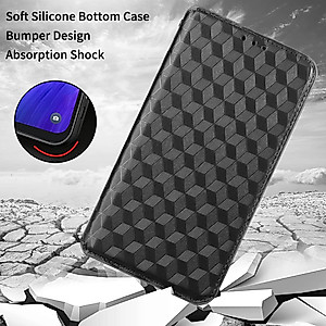 RTYJZ Cellular Phone Case for TCL 30 XL, Wallet Case with Tempered Glass Screen Protector, Magnetic Kickstand, Card Holder, Black