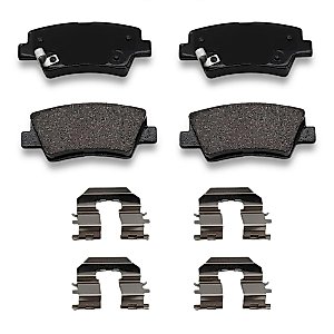 Ceramic Rear Brake Pads Set Compatible with Hyundai Sonata/Elantra/Accent/Veloster,Kia Rio/Optima Hybird/Soul EV/Soul/Cadenza/Forte/Forte Koup/Forte5,Automotive Replacement Disc Brake Pads Rear