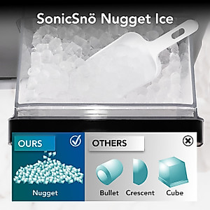 Whynter Nugget Ice Maker, Countertop Portable Ice Maker, IBX-388BG SonicSnö, Automatic Self-Cleaning with Removable Ice Drawer Compact Ice Maker, 40 lbs/24H, Black Stainless Steel and Gold