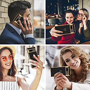 BENTOBEN Google Pixel 7 Protective Case, Heart Plating, TPU, Lightweight, Flexible, Non-Slip, Shockproof, 6.3 Inch, Black