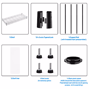 pouseayar 3 Tier NSF Metal Shelf Wire Shelving Unit, 1050lbs Capacity Heavy Duty Adjustable Storage Rack with Shelf Liners - 48" H x 48" L x 18" D for Closet Kitchen Garage Basement and More - Chrome