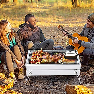 Charcoal Grills, Folding BBQ Grill Portable Grill with Reinforce Support Frame, Small Grill as Grill Accessories, Stainless Steel Table Top Grill Charcoal for Outdoor Cooking,Camping,Backyard Barbecue