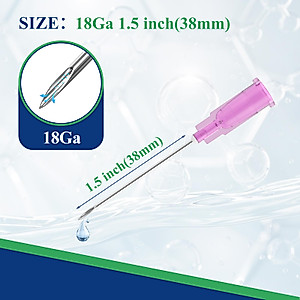 100Pcs 18G 1.5 Inch (38MM) Luer Lock Needle Scientific Lab Tools for Measuring, Refilling Ink, Industrial and Crafts Individually Packed