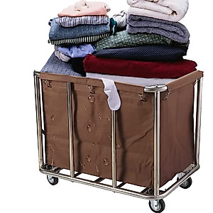 XIJIXILI Laundry Cart with Wheels Industrial 12 Bushel (400l) Collapsible Laundry Hamper Commercial Large Heavy Duty Rolling Laundry Basket Waterproof Laundry Trucks for Home Organizer Storage