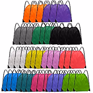 Grneric Drawstring Backpack Bulk 42 Pcs String Backpack Drawstring Bags Cinch Bag Sackpack for Men Women Gym 14 Colors