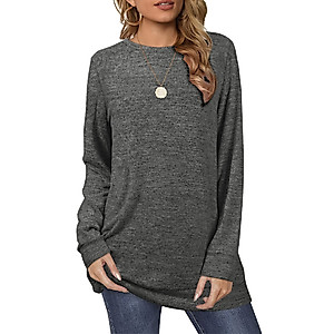 OFEEFAN Tunic Tops for Leggings for Women Crew Neck Womens Sweatshirts Casual Tops L