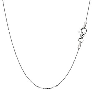 Jewelry Affairs Sterling Silver Rhodium Plated Cable Chain Necklace, 0.6mm, 20"