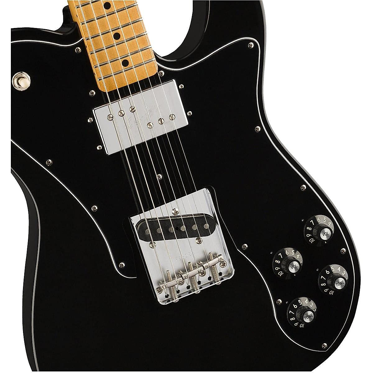 Fender Vintera 70s Custom Telecaster Electric Guitar, with 2-Year Warranty, Black, Maple Fingerboard