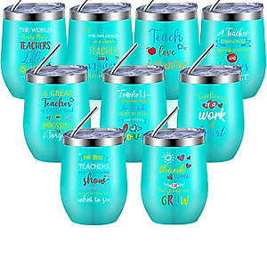 Hotop 9 Pcs Funny Teacher Appreciation Graduation Gifts Bulk for Teachers Men Women Coworkers Employees Staff Nurse Thank You Stainless Wine Tumblers(Christian)