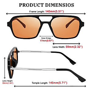 FEISEDY Vintage Square 70s Flat Aviator Sunglasses Women Men Metal Design Shades B2752