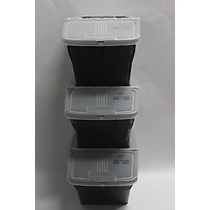 WTM BBCL- Three Pack of Stackable Bins with Hinged Lids 24 Quart Size (pack of 3)