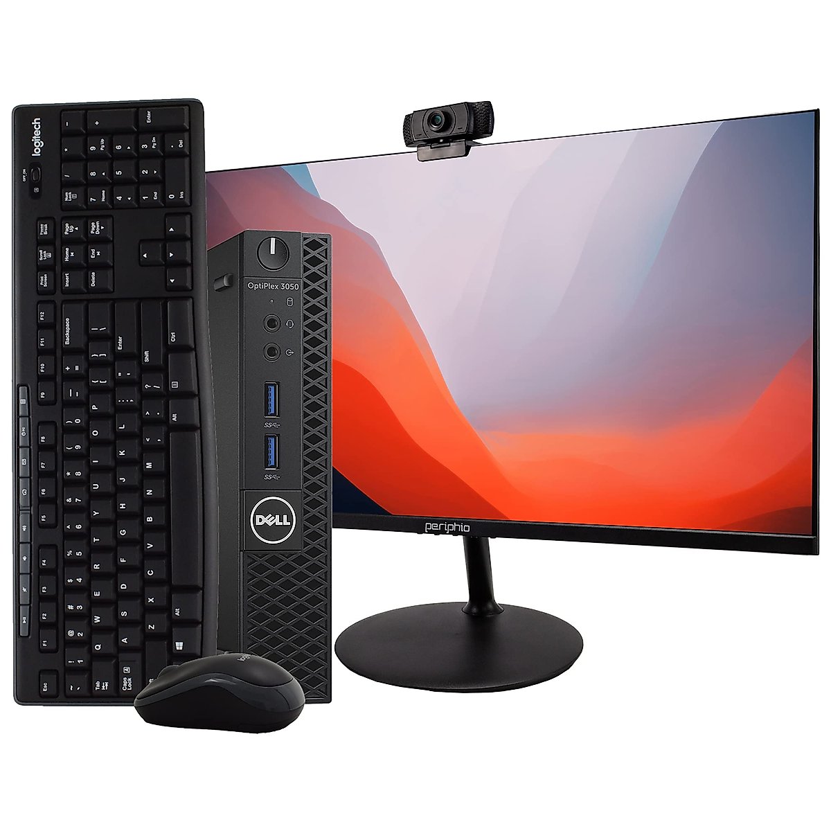 Dell OptiPlex 3050 Micro Desktop Computer PC, Intel Quad Core i5, 8GB RAM, 500 GB HDD, Windows 10 Pro, 23.6 Periphio Monitor, New Periphio Webcam, Wireless Keyboard & Mouse, HDMI, WiFi (Renewed)