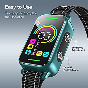 Dog Bark Collar, DINJOO Bark Collar for Large Medium Small Dogs,Smart Bark Collar,Rechargeable Anti Barking Training Collar with 8 Adjustable Sensitivity,Bark Shock Collar with Beep (Blue)