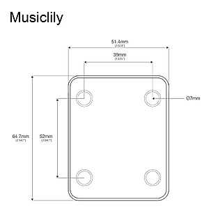 Musiclily Metal 4 Bolt Guitar Neck Plate with Screws for Fender Strat Tele Electric Guitar or Bass Replacement,Black
