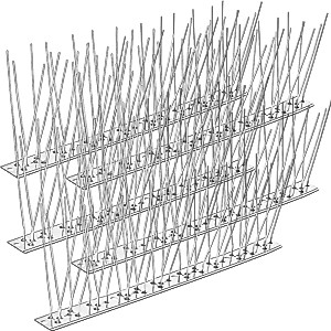 LANNEY Bird Spikes, 10 Strips Stainless Steel Bird Deterrent Pigeon Spikes for Outside to Keep Birds Away, Anti Bird Repellent Spikes Control Kit Cover 10.8 Feet, Unassembled