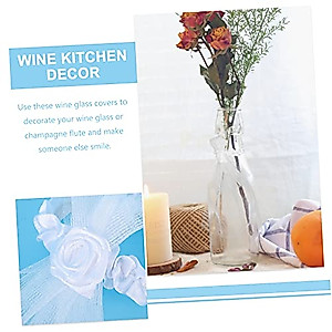 LIGHTAOTAO 1 Set cup set wedding bottle cover wedding wine bottle decoration wedding day decorations glass wine glasses wedding wine glass covers bride fabric Wedding dress glasses set