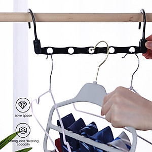 HAKDAY 12PCS Space Saving Hangers, Magic Hangers Closet Organizers and Storage 5 Holes Sturdy Cascading Hangers for College Dorm Room Black