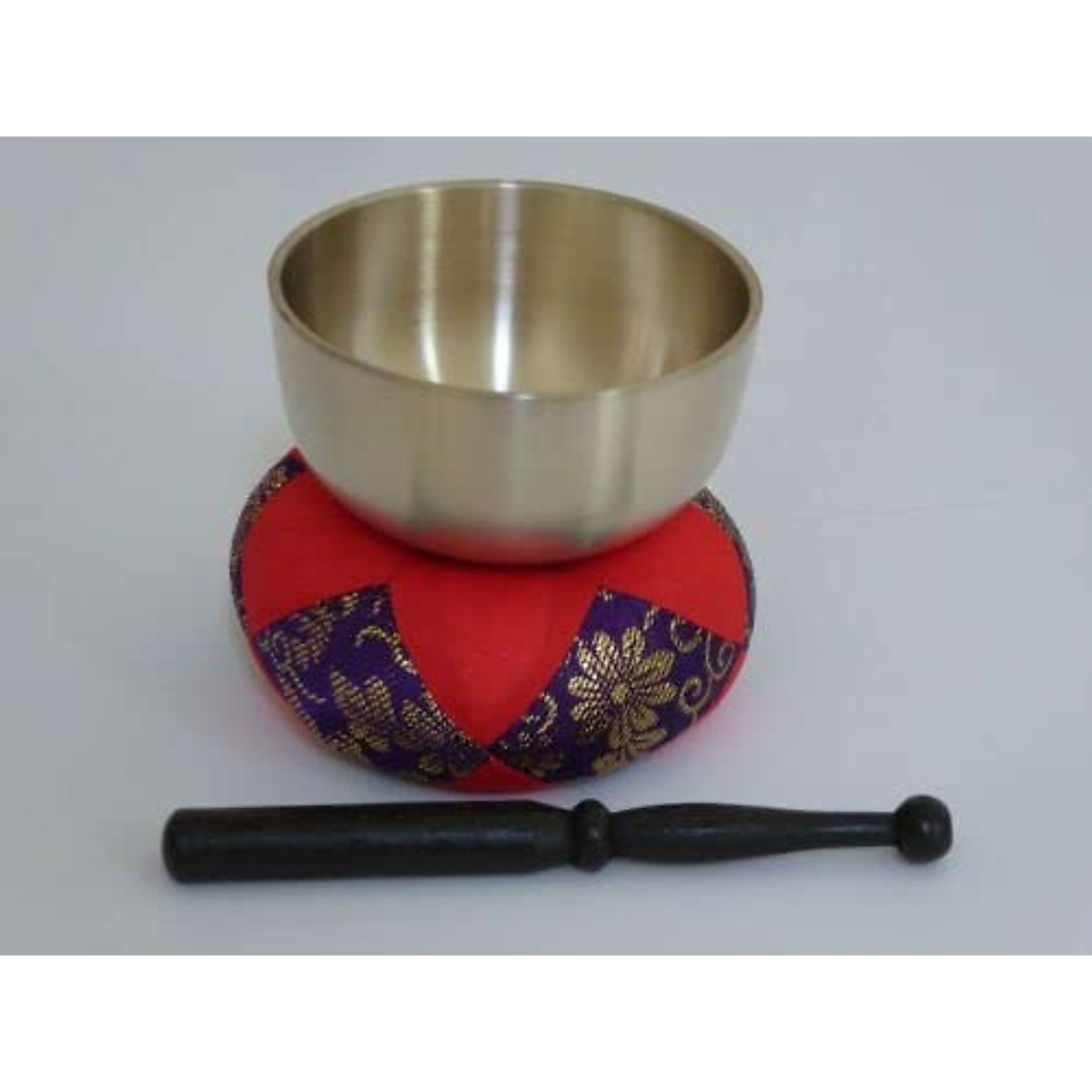Japanese Meditation Buddhist Butsudan Handmade 2.7" Brass Bowl Singing Bell Set/Made in Japan