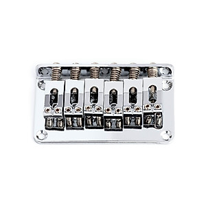 Metallor Top Load Guitar Bridge Tailpiece Fixed Hardtail Saddle Bridge Compatible with 6 String Fender Strat Tele Style Electric Guitar Parts Chrome.