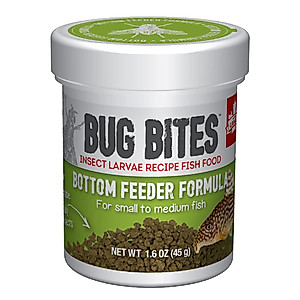 Fluval A6586 Bug Bites Bottom Feeder Granules 1.59 oz, Small to Medium Fish A6577 Bug Bites Tropical Fish Small Granules 1.59 oz, Small to Medium Fish