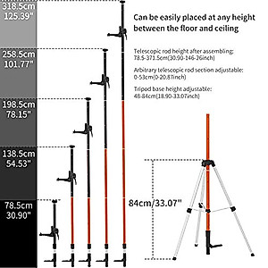 Telescoping Pole, Telescoping Laser Level Support Pole with Tripod and Mount for Lasers Level of Rotary and Line Lasers