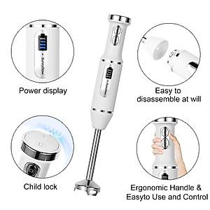 SunnyGlow Cordless Hand Blender: Rechargeable Cordless Immersion Blender Handheld, Powerful Detachable Easy Control Grip Stick Mixer Milkshakes | Smoothies | Soup| Puree | Baby Food