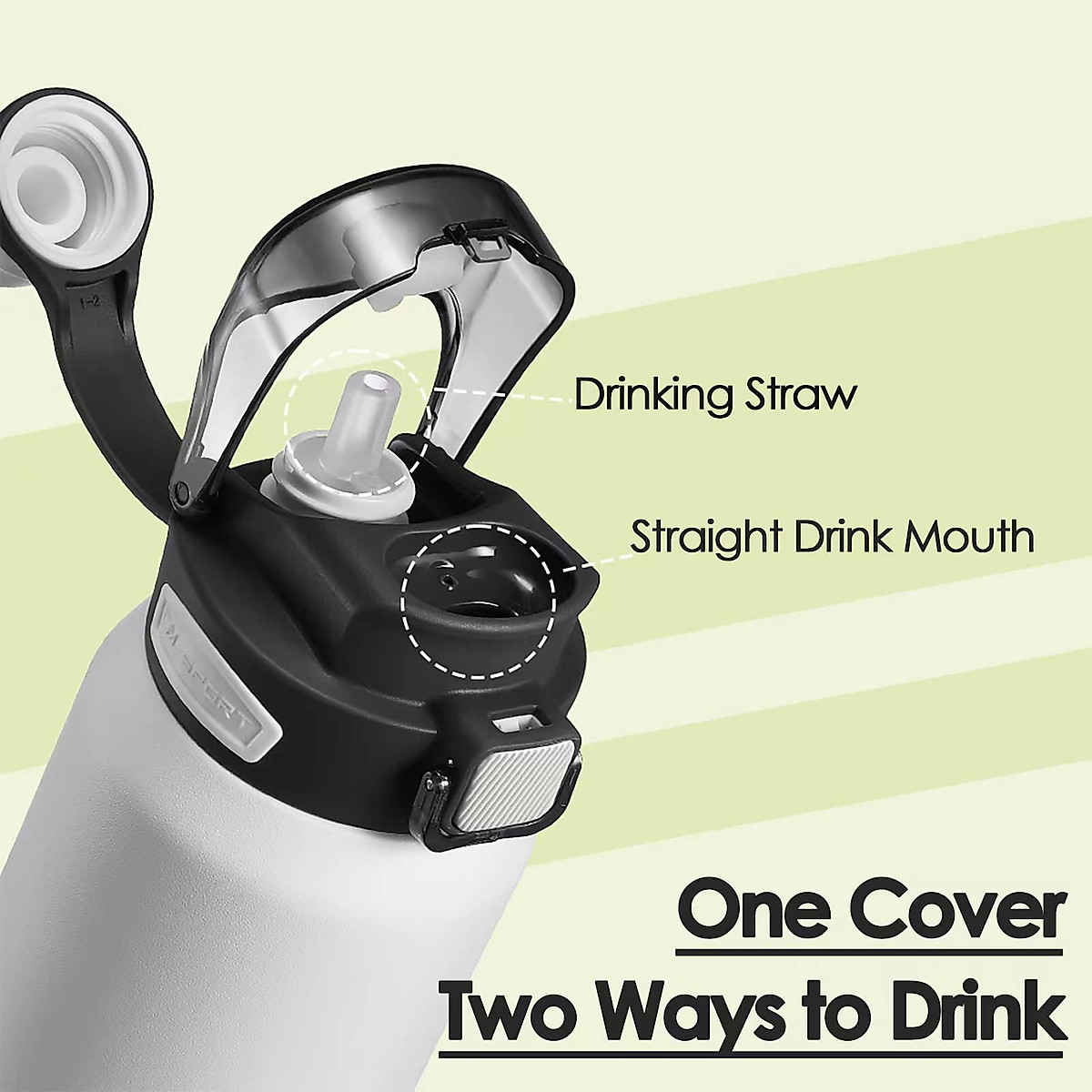 Ankening Simple Modern Insulated Stainless Steel Water Bottle with Straw and Chug Lid for Sports and Travel, BPA-Free, 34oz (Khaki)