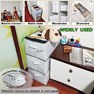 2 Pack Upgraded Utility Jeans Organizer for Closet with Handle, 9 Grids White Washable Clothing Compartment Storage Box, Thicken Fabric Foldable Wardrobe Clothes Organizer Pants Tshirt Sweaters