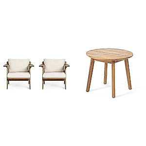 Christopher Knight Home Arcola Outdoor Acacia Wood Club Chairs with Cushions (Set 2), Teak Finish, Beige & Cole Queen-Size Frame Geometric Details Modern Contemporary Flat Black,306657