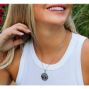 Sterling Silver Tree of Life Necklace for Women - Natural Abalone Shell Jewelry - Abalone Necklace for Women - Family Tree Pendant Necklace for Mom - Jewelry for Her - Unique Gifts for Women