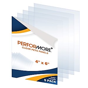 Performore 5 Pack of 4x6 Inch Plexiglass Sheet with Protective Film, 0.04" Thick PETG Panels, Clear Acrylic Plastic Sheet for Picture Frame, Invitations, Cricut
