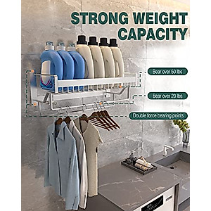 Bathroom Towel Rack Wall Mounted, Double Towel Racks for Bathroom, 22 Inch Bath Towel Rack with Shelf, Spampur Bath Towel Bar, Hotel Towel Rack, Bath Towel Storage Shelf, Bathroom Shelf with Hooks