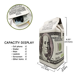 Aovtero Dollar Bill Box Bag Crossbody Purse for Women Girl Shoulder Bags Pu Leather (Green)