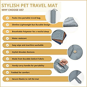 Travel Dog Bed, Foldable Indoor & Outdoor Dog Mat with Carry Bag is Waterproof, Washable & Durable, Fits Large Dog Crate, Portable Dog Bed for Camping and Service Dogs. Large Size, Dog Bed Mat, 39x30