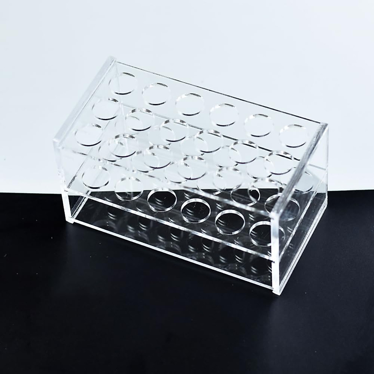 GSHLLO 18 Holes Acrylic Test Tube Holder Clear Test Tube Rack Tube Vial Holder Rack Make up Brushes Drying Rack Test Tube Display Stand for 10ml 15ml Test Tubes