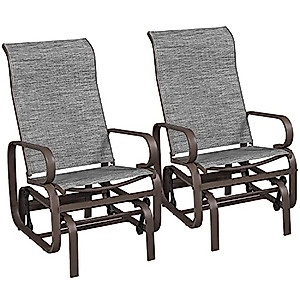 Yaheetech Outdoor Patio Glider, Rocking Lounge Chair with Texteline Fabric and Steel Construction for Porch Patio Balcony Set of 2