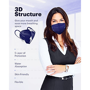 Dolce Calma KN95 Face Mask, 60 Pack Individually Wrapped 5-Ply Breathable & Comfortable Multicolor Masks for Men and Women, KN95 Masks for Adults with Adjustable Nose Clip & Flexible Earloop KN95 Mask