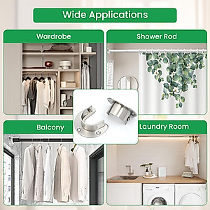 LAHONI 6PCS Closet Shelf & Rod Bracket, U-Shaped Closet Rod End Supports Set, Closet Pole Sockets Kit, Stainless Steel Closet Rod Holders for Hanging Clothes, Curtains, Shower Rods, Wardrobe, Wall