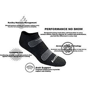 Saucony Men's Multi-Pack Mesh Ventilating Comfort Fit Performance No-Show Socks, Charcoal Heather (6 Pairs), Shoe Size 8-12